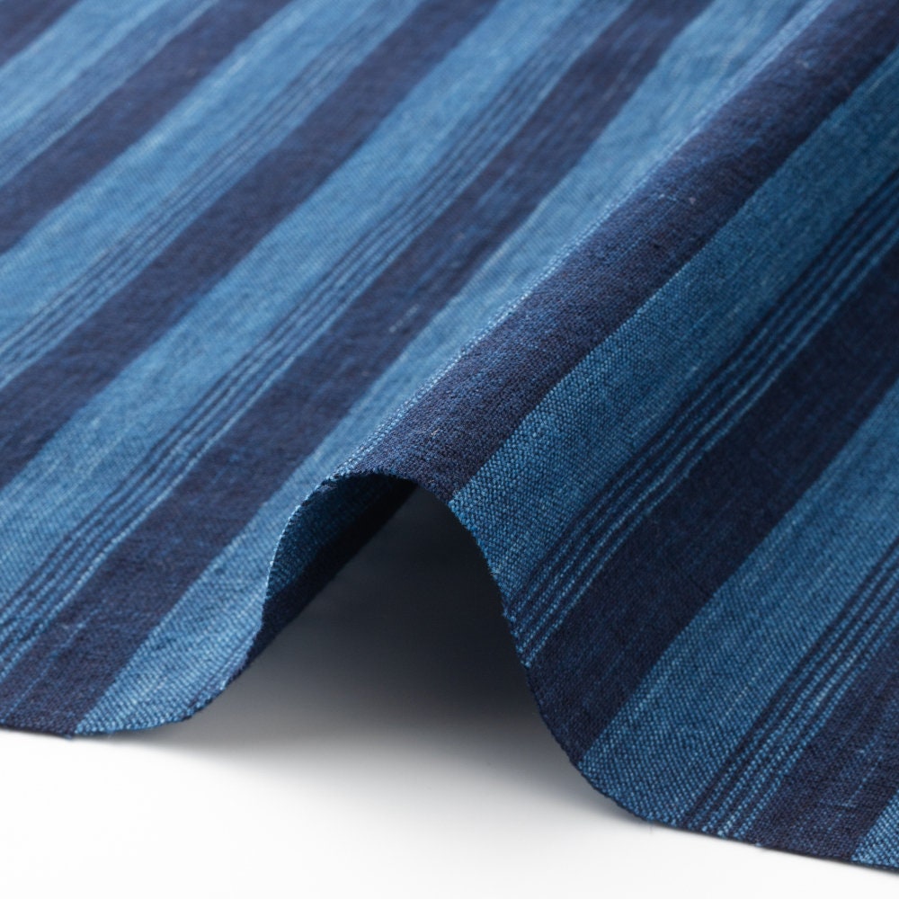 Taki-shima – Traditional Japanese Indigo Cascade Stripe Cotton Fabric ...